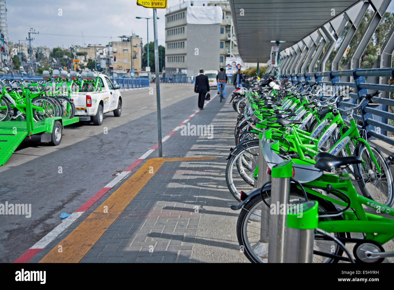 Bicycle rental stand, Tel Aviv, Israel Stock Photo - Alamy