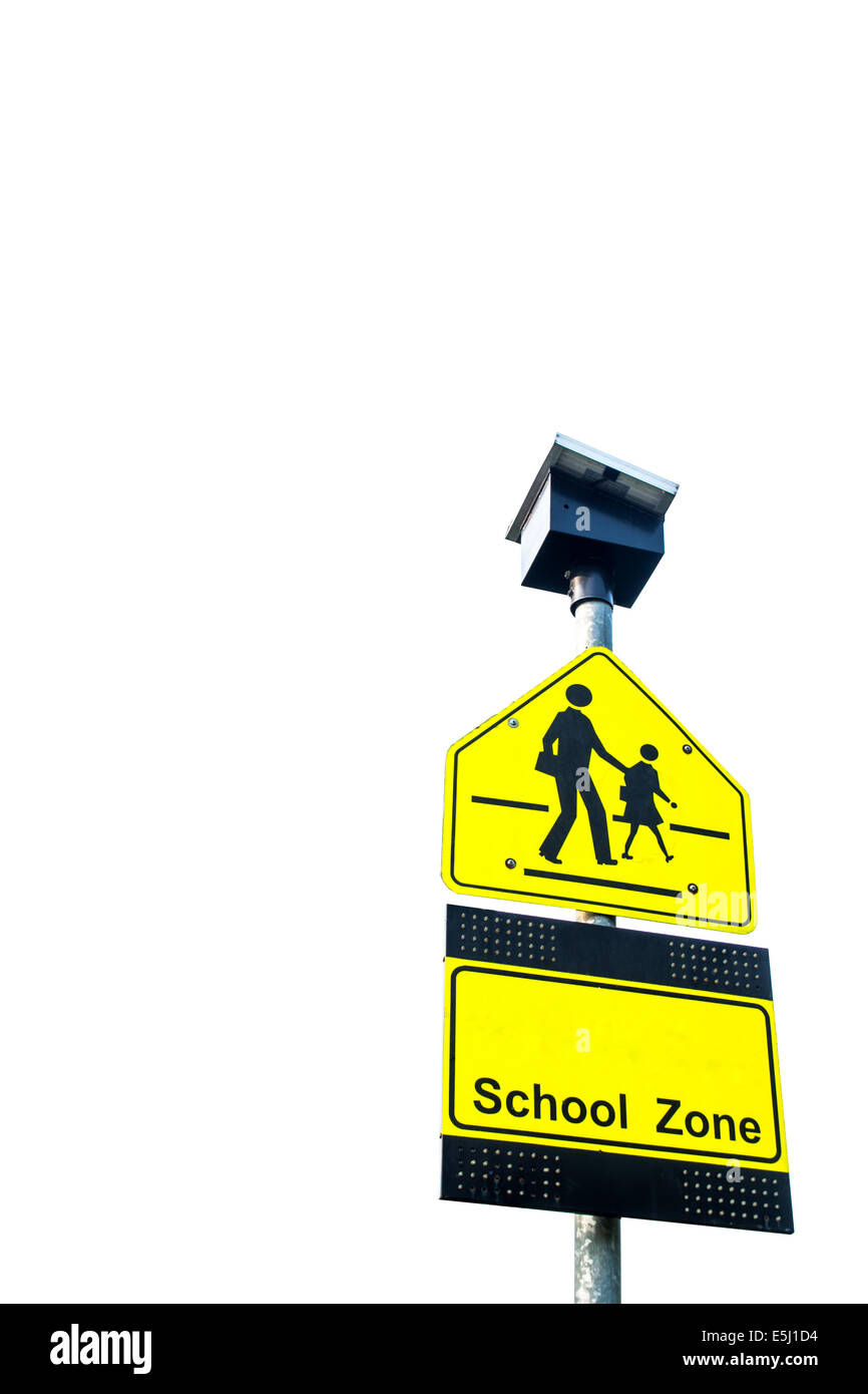 Traffic sign (School warning sign) and blue sky Stock Photo - Alamy