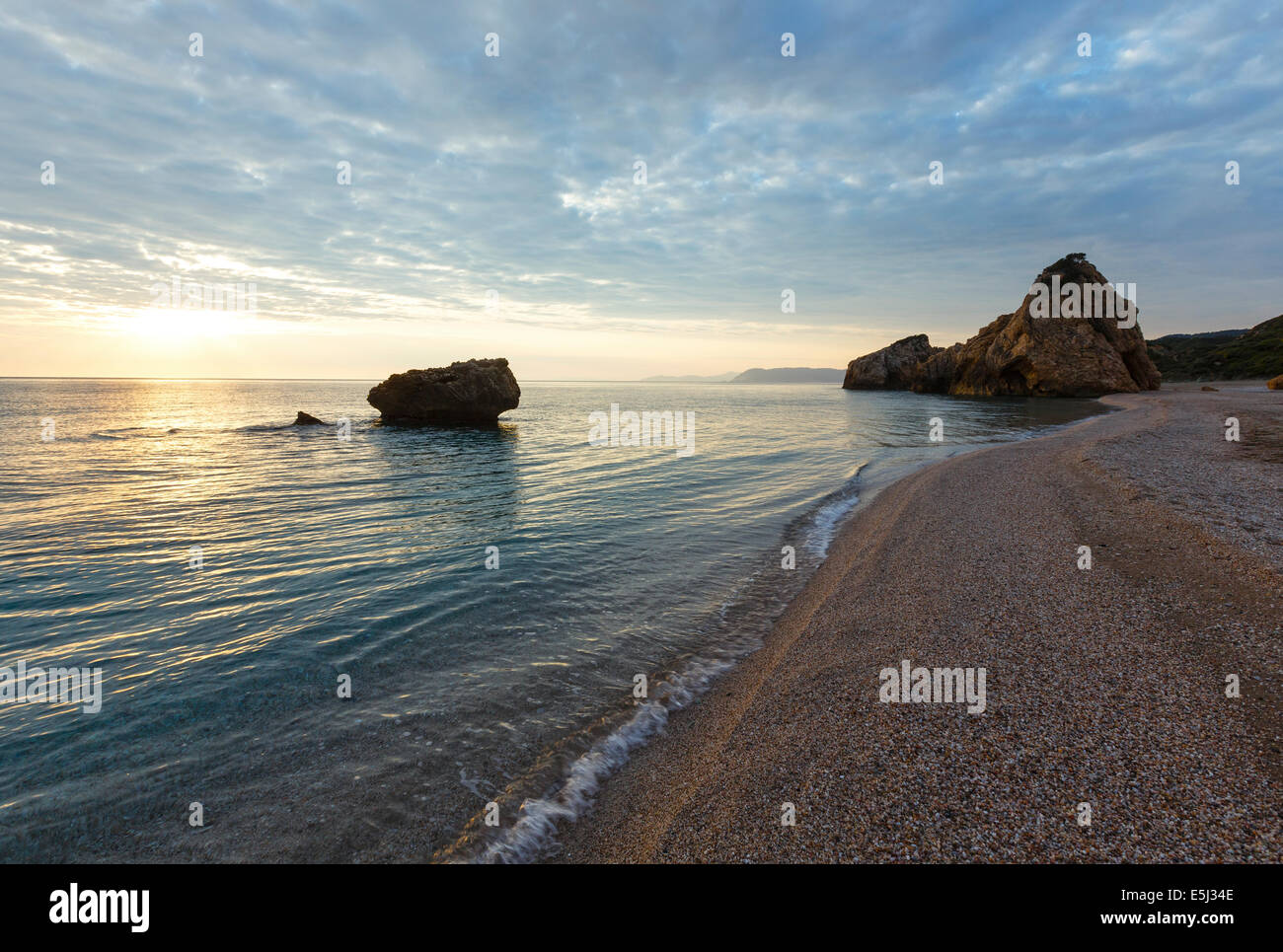 Potistika beach sunrise view (Greece). Aegean Sea Stock Photo - Alamy