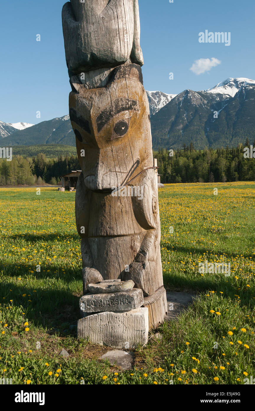Elk203-4175v Canada, British Columbia, Gitwangak, Gitxsan totem pole ...