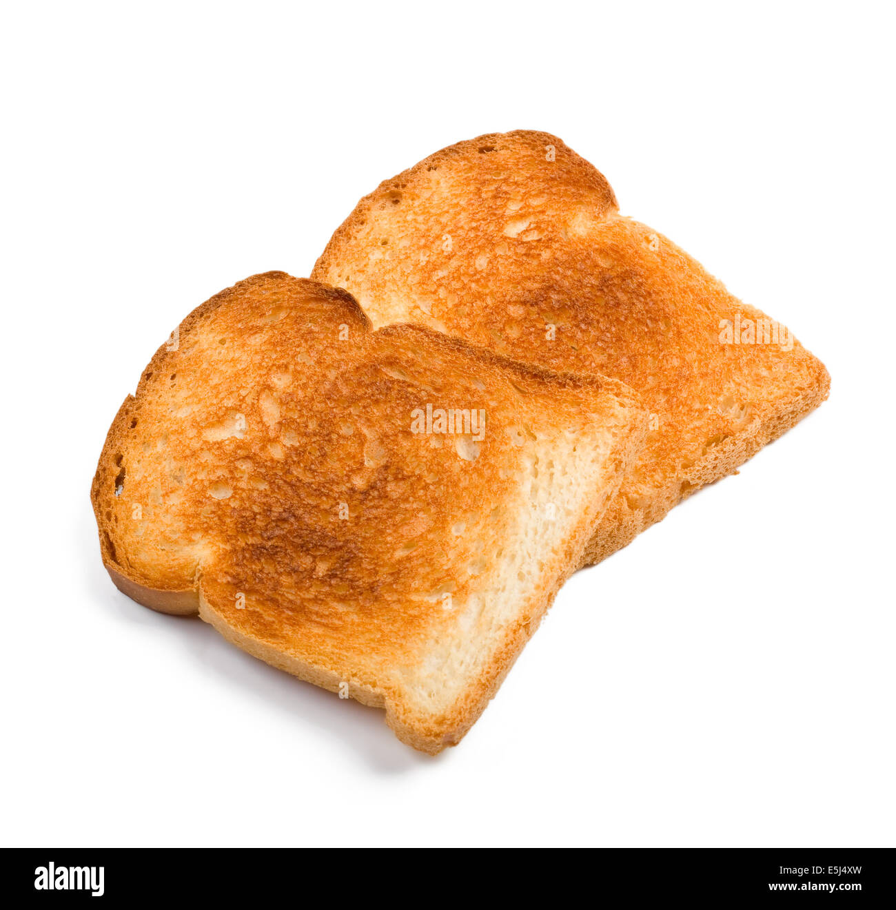 two crispy white bread toasts isolated on white background Stock Photo ...