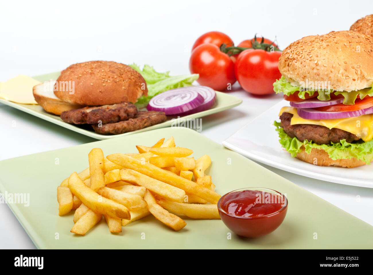 Two cheeseburgers french fries hi-res stock photography and images - Alamy
