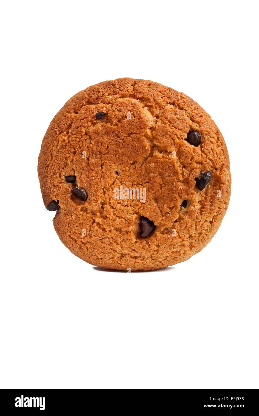 one chocolate chip cookie isolated on white Stock Photo - Alamy