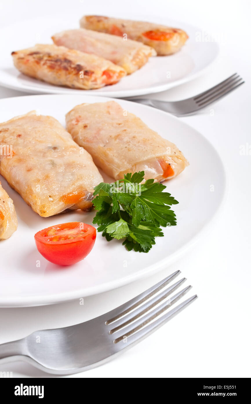 two servings of spring rolls Stock Photo - Alamy