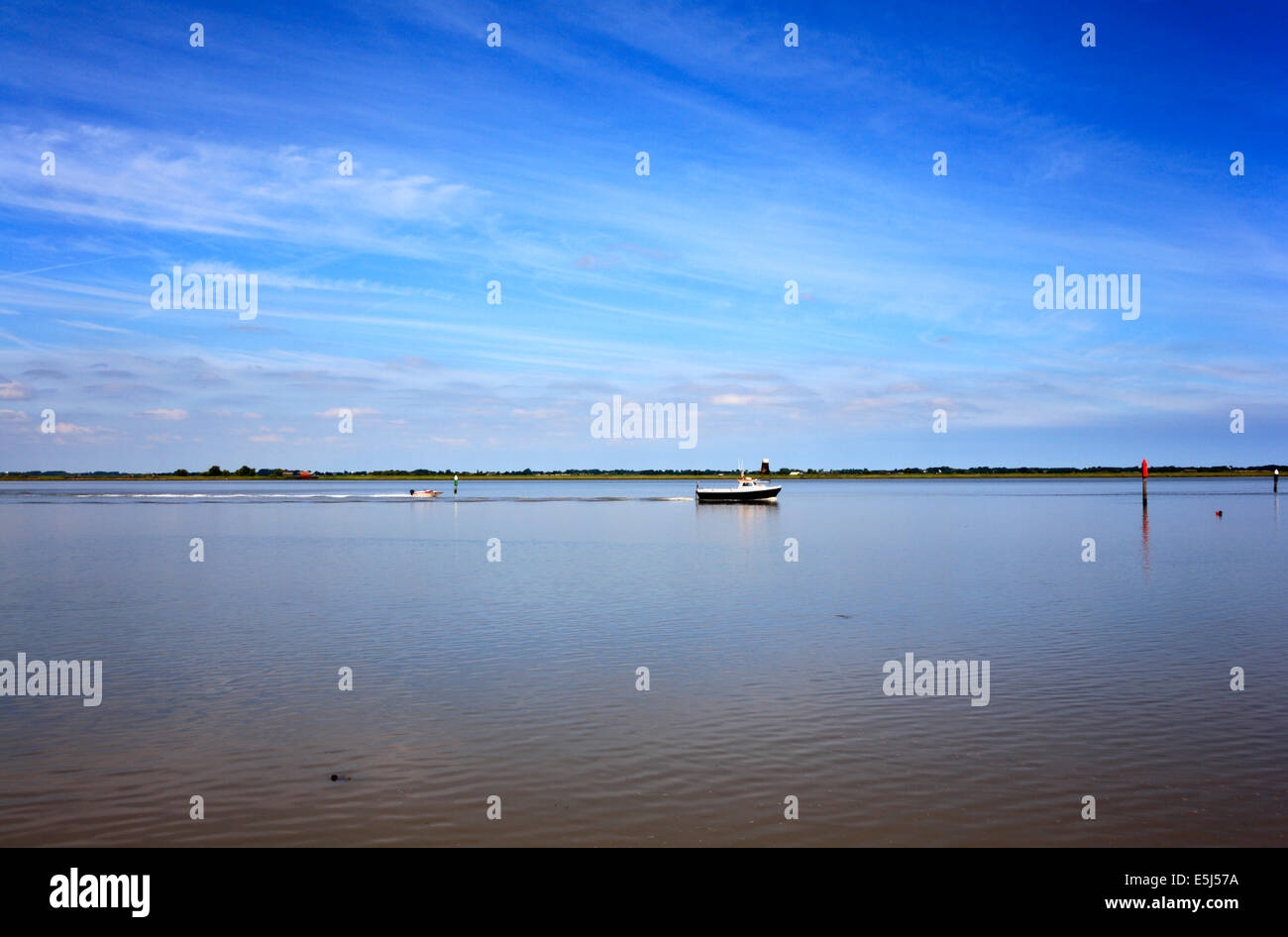 A view of Breydon Water with River Inspector's launch and speedboat ...