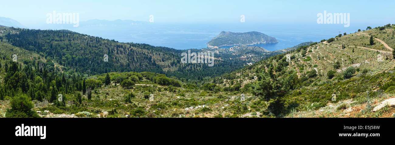 Summer sea view of Assos peninsula (Greece, Kefalonia, Ionian Sea ...
