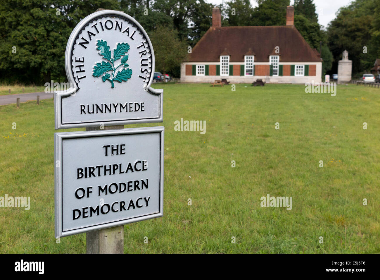 National Trust sign / signpost / post; Runnymede, Surrey. UK. Runnymede ...