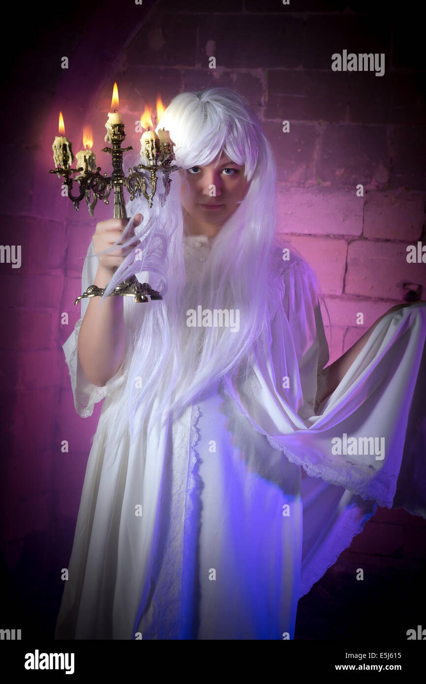 Young woman sleepwalking in a medieval castle Stock Photo - Alamy