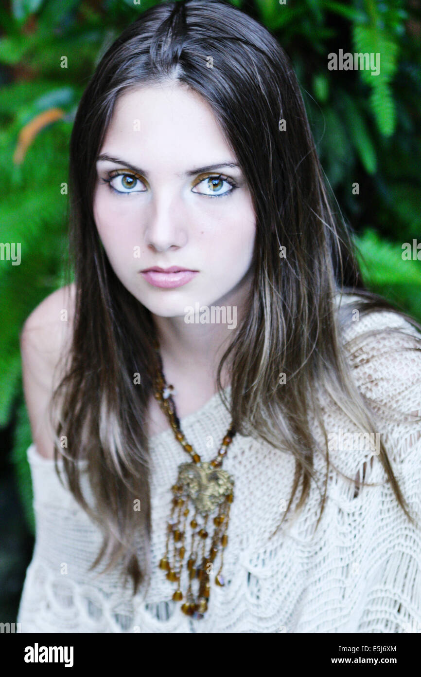 A Beautiful young Brazilian woman with striking green eyes Stock Photo ...