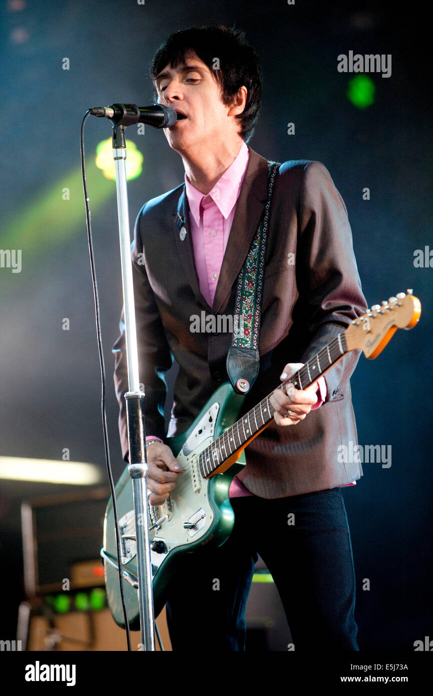 Dorset, UK. 1st Aug, 2014. Johnny Marr on stage at Camp Bestival ...