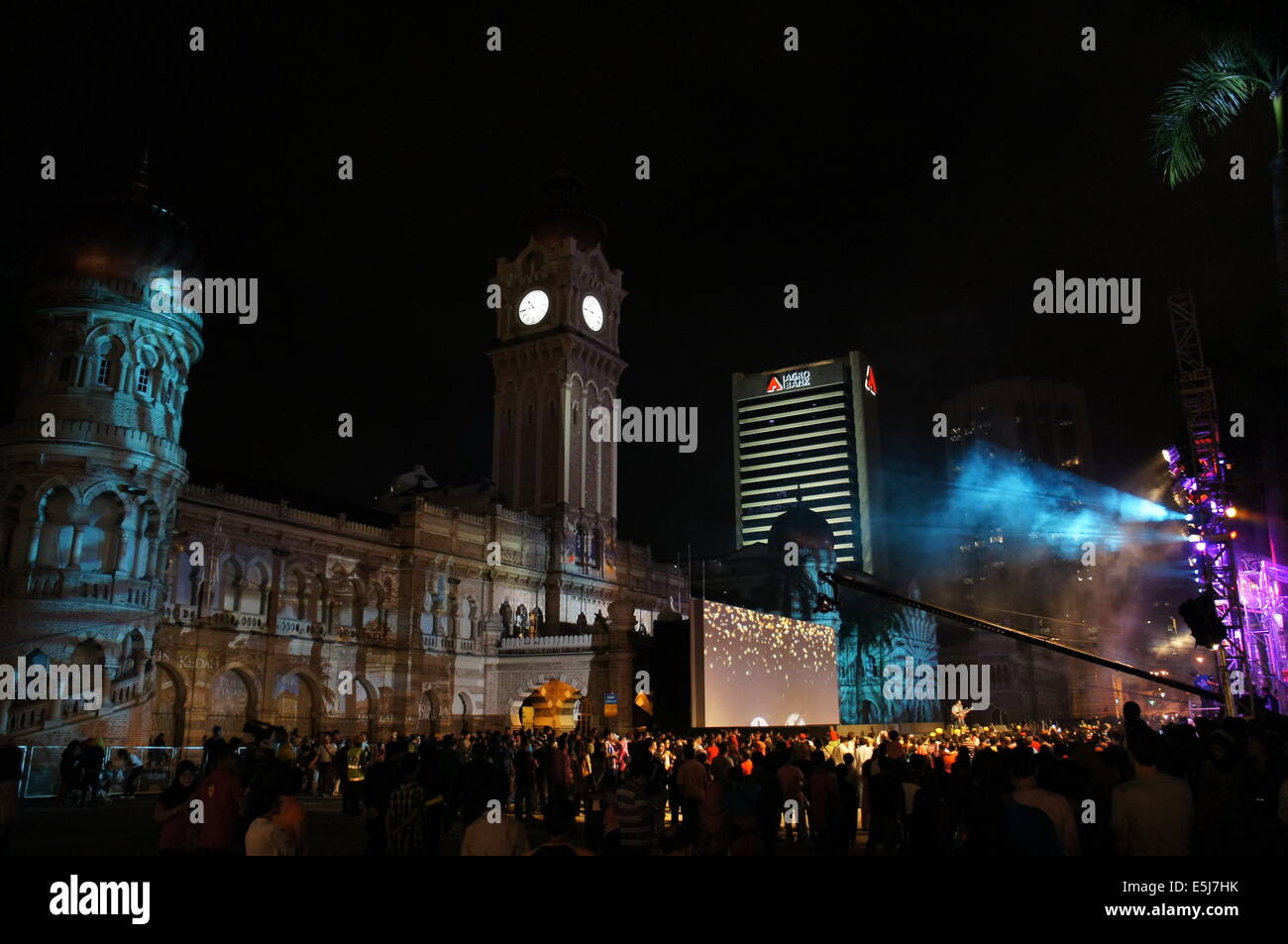 night new year celebrations at Merdeka square, Kuala Lumpur, Malaysia ...
