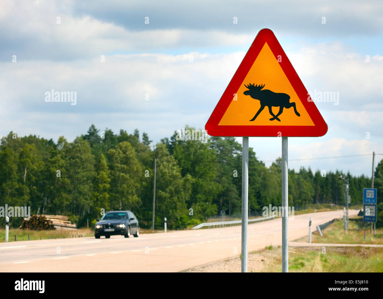Moose Sign in Sweden Stock Photo - Alamy