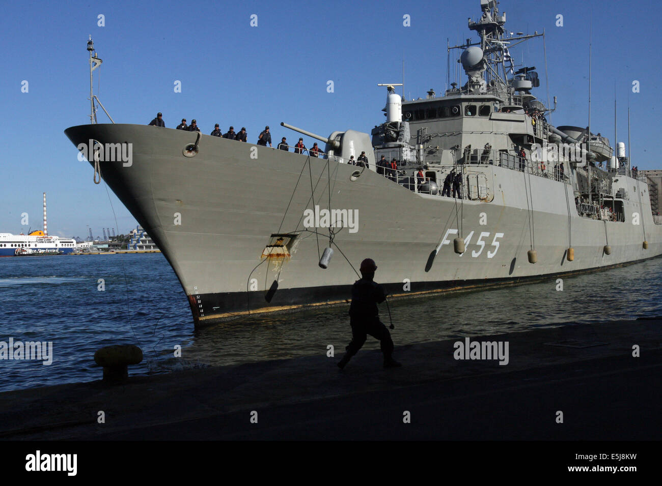 Athens, Greece. 2nd Aug, 2014. The frigate Salamis, a Greek warship ...