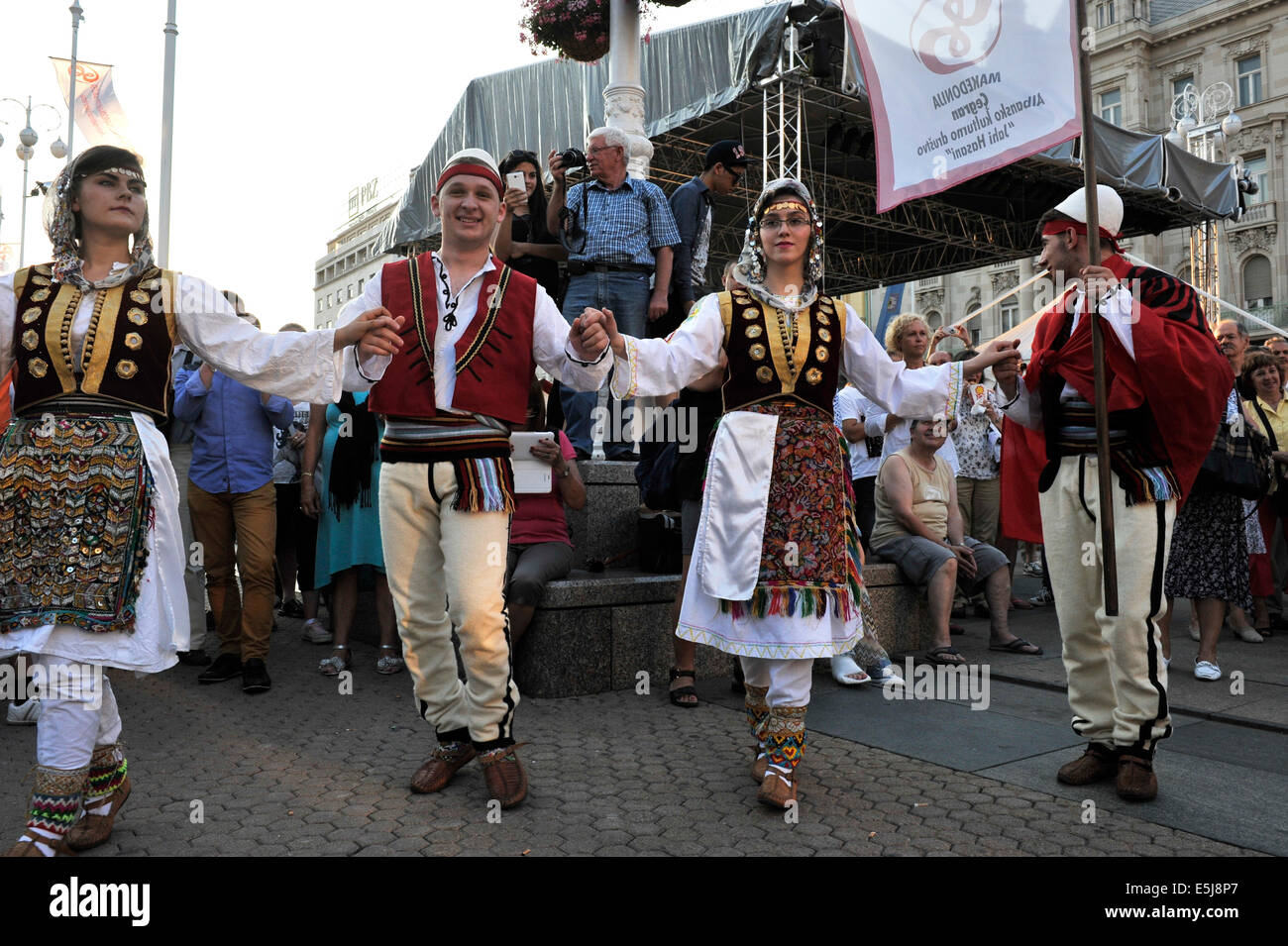 Members of folk group Albanian Culture Society from Cegrane, Macedonia ...