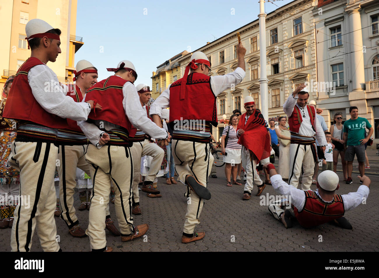 Members of folk group Albanian Culture Society from Cegrane, Macedonia ...