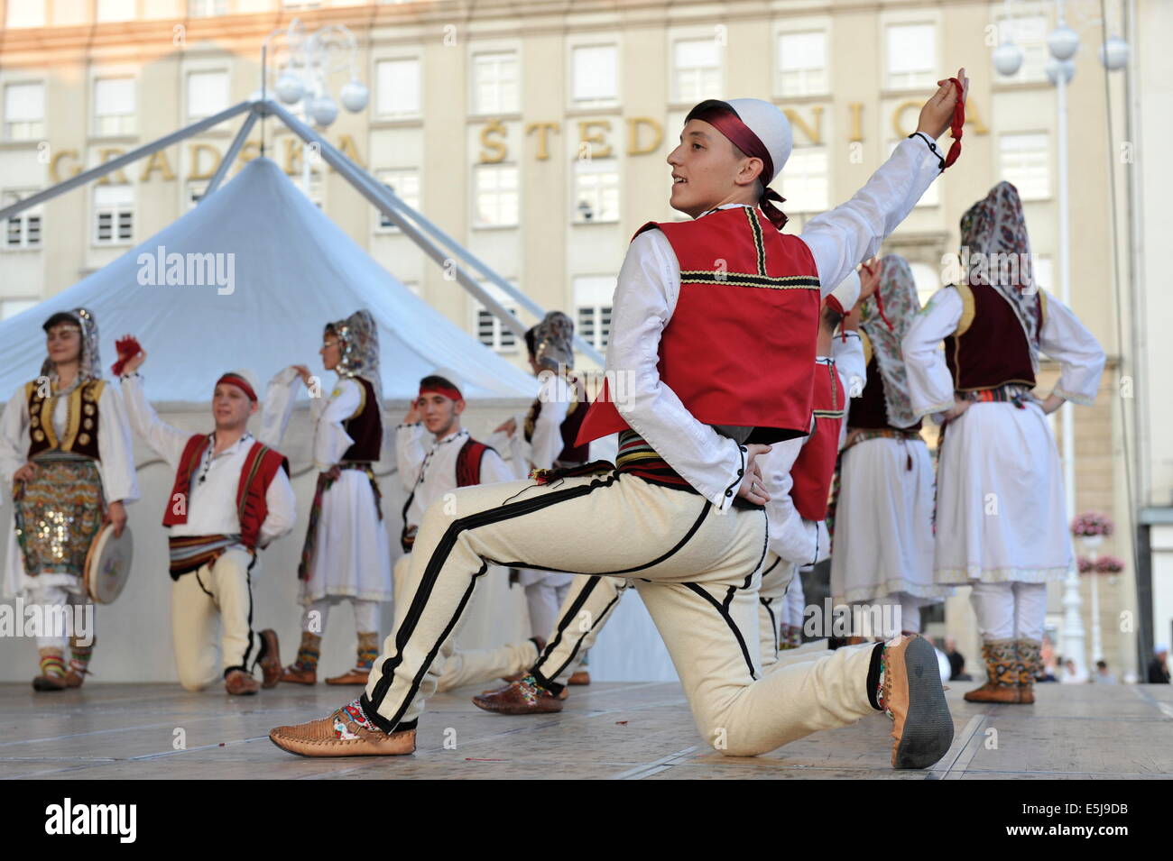 Members of folk group Albanian Culture Society from Cegrane, Macedonia ...