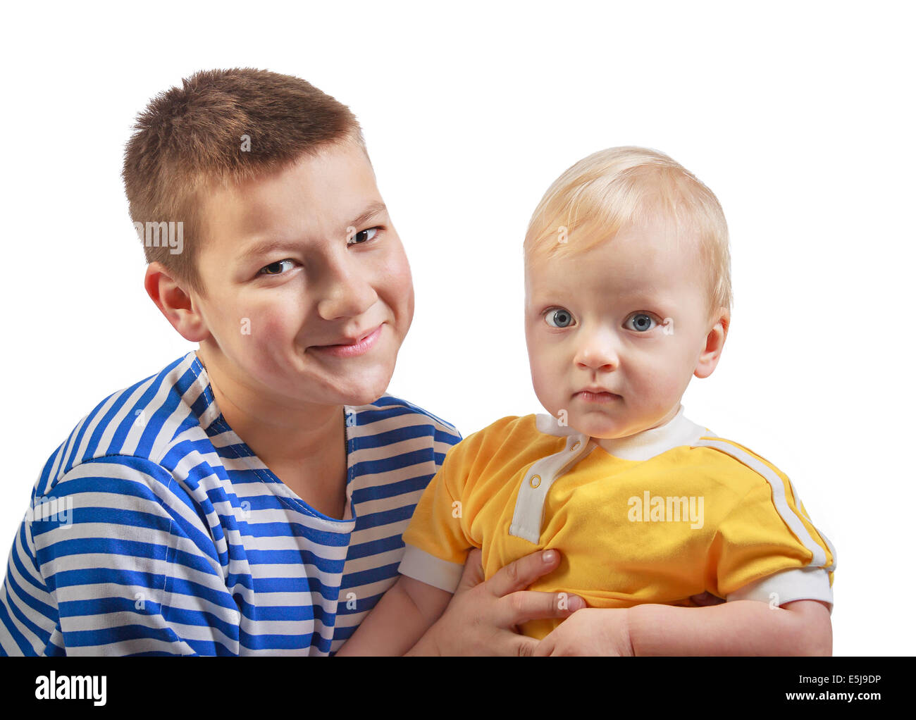 two beautiful boys isolated on a white background Stock Photo - Alamy