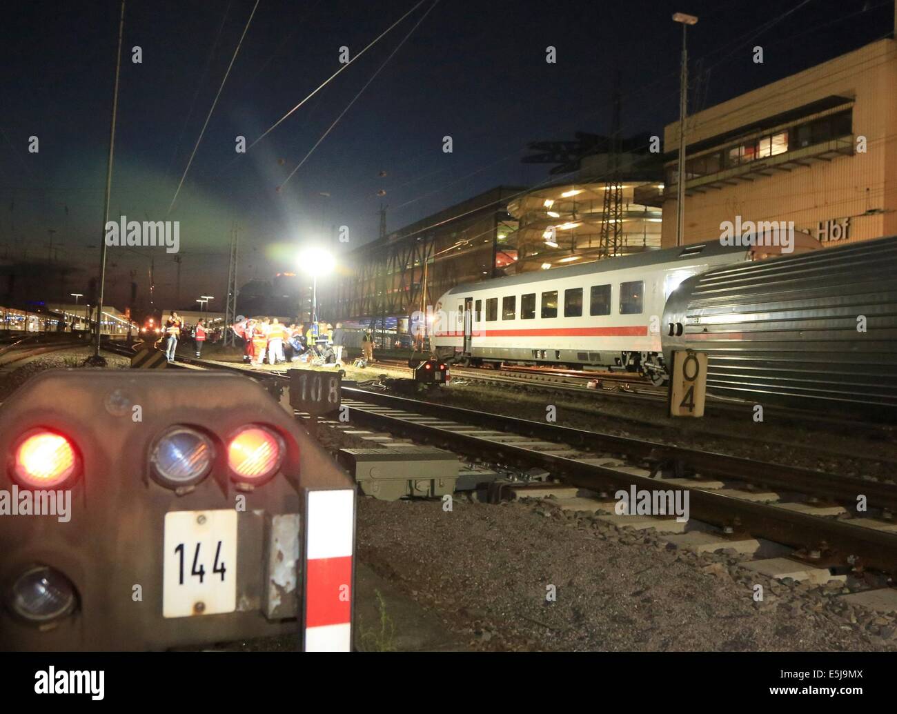Mannheim, Germany. 01st Aug, 2014. The site where a Deutsche Bahn ...