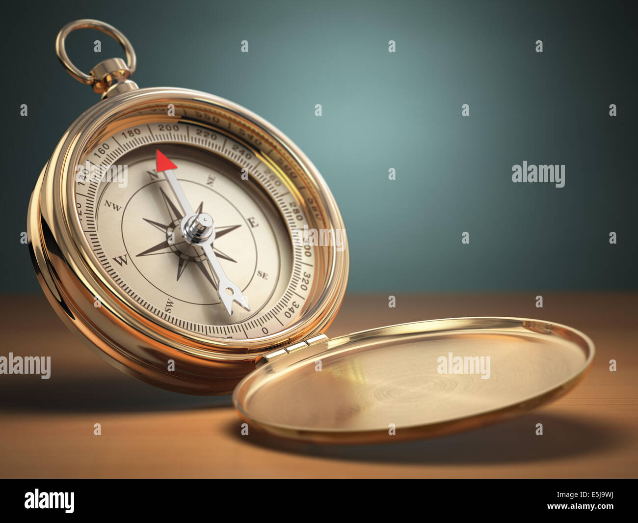 Compass on green background with space for text. Navigation. 3d Stock ...