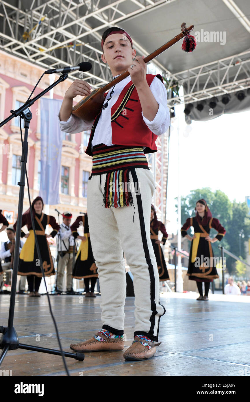 Members of folk group Albanian Culture Society from Cegrane, Macedonia ...