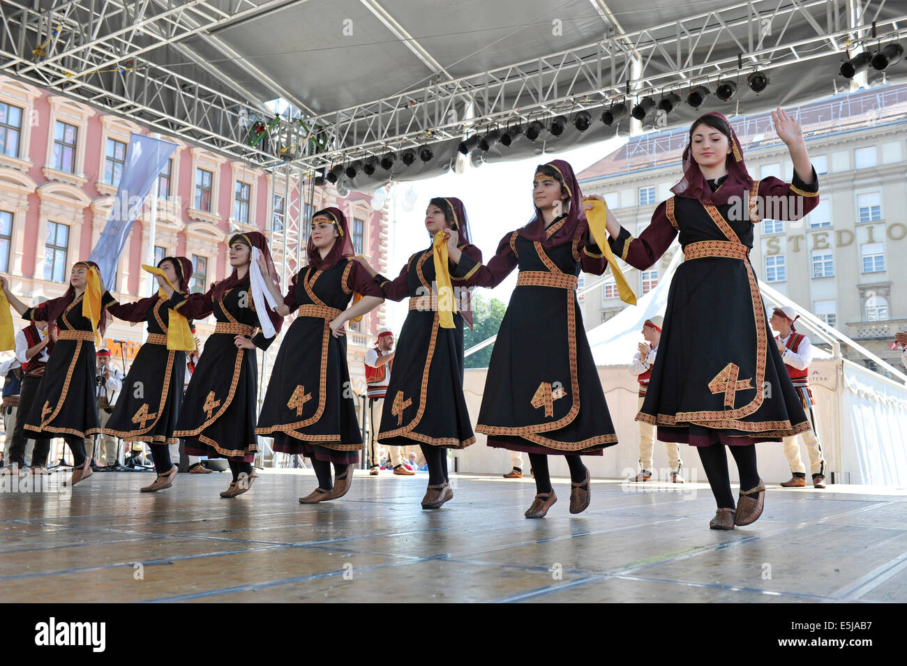 Members of folk group Albanian Culture Society from Cegrane, Macedonia ...