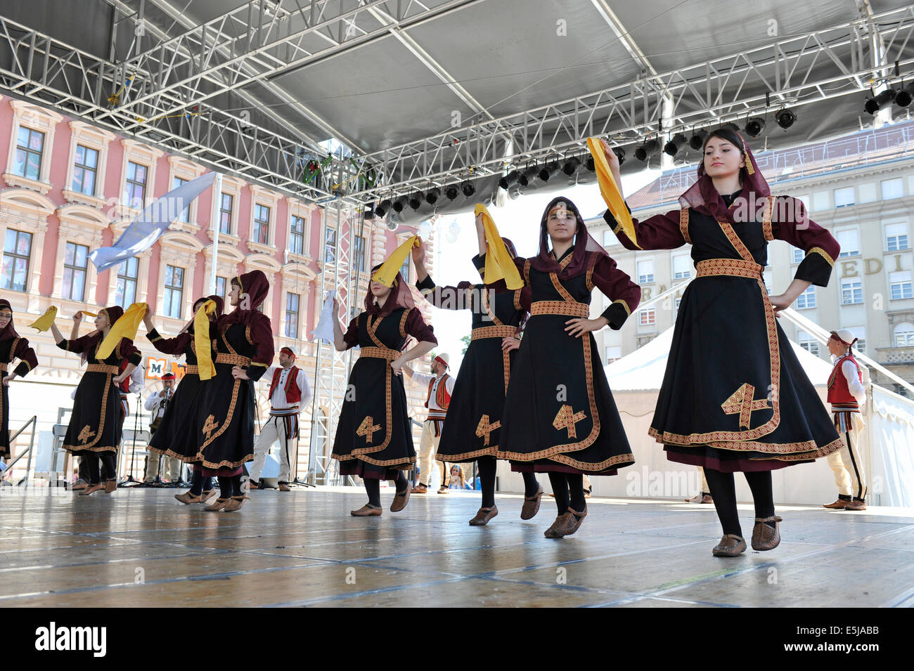 Members of folk group Albanian Culture Society from Cegrane, Macedonia ...