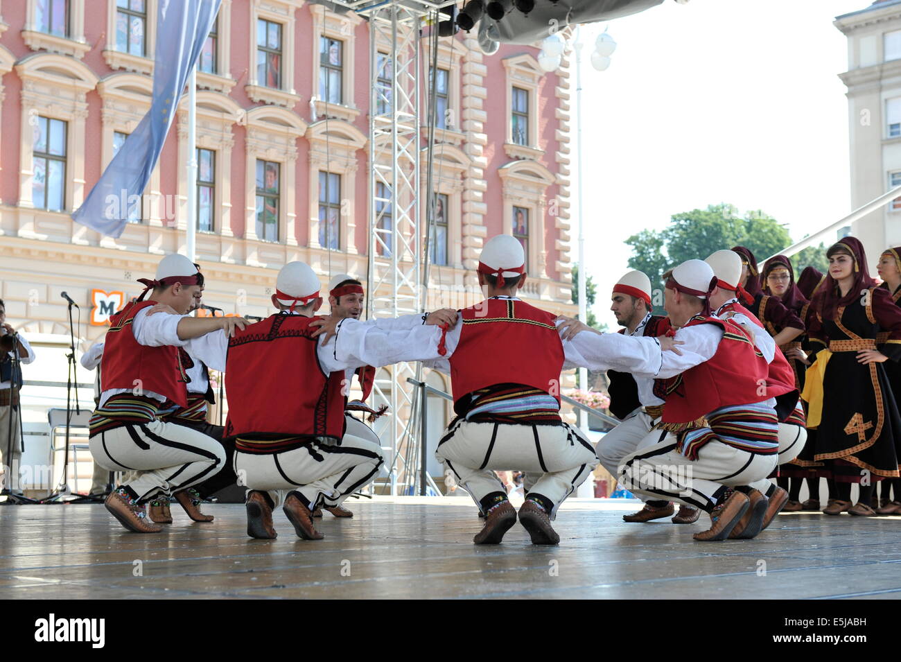 Members of folk group Albanian Culture Society from Cegrane, Macedonia ...