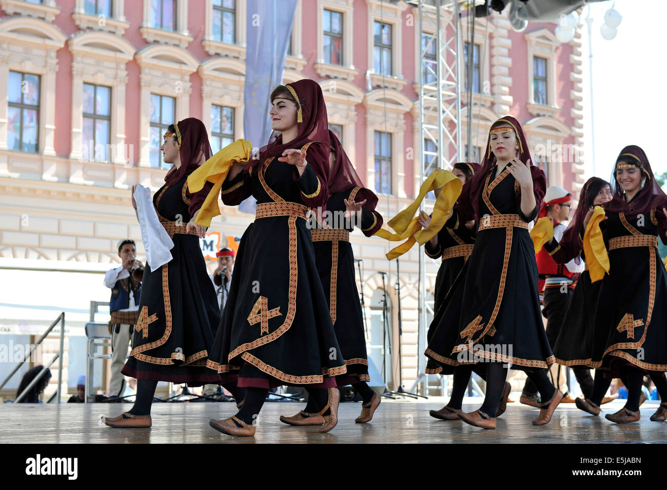 Members of folk group Albanian Culture Society from Cegrane, Macedonia ...