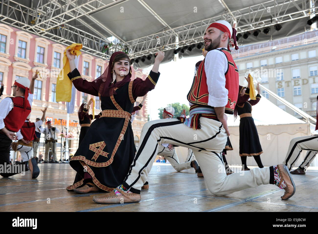 Members of folk group Albanian Culture Society from Cegrane, Macedonia ...