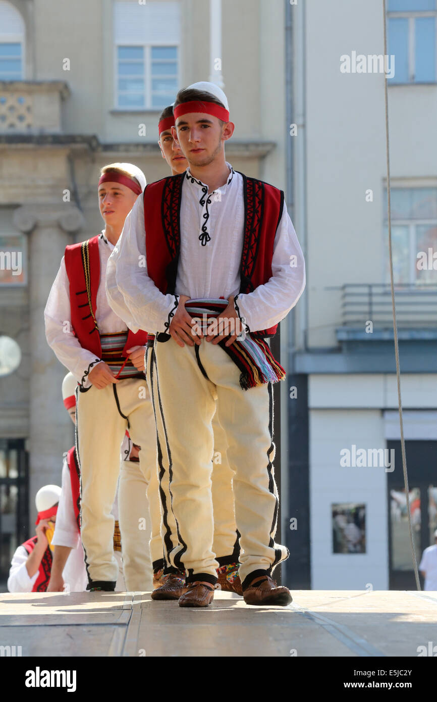Members of folk group Albanian Culture Society from Cegrane, Macedonia ...