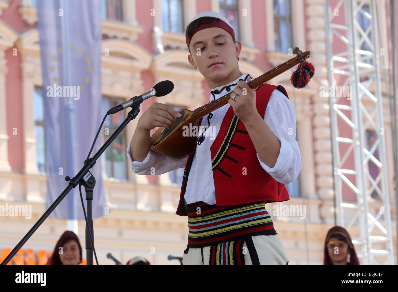 Members of folk group Albanian Culture Society from Cegrane, Macedonia ...