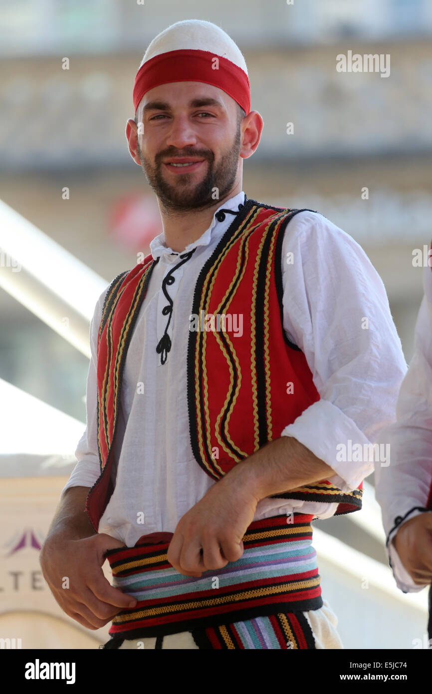 Members of folk group Albanian Culture Society from Cegrane, Macedonia ...