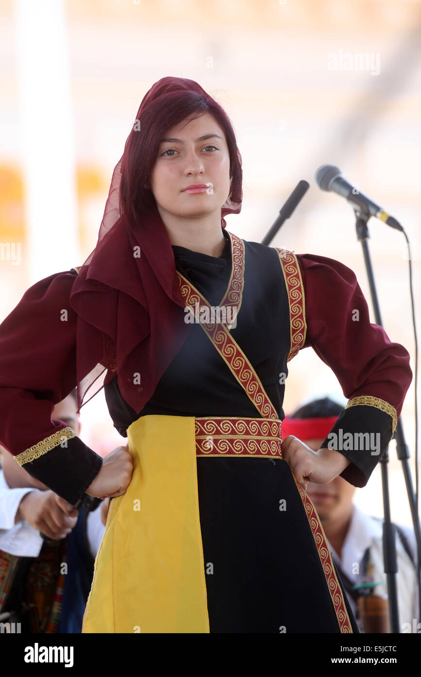 Members of folk group Albanian Culture Society from Cegrane, Macedonia ...