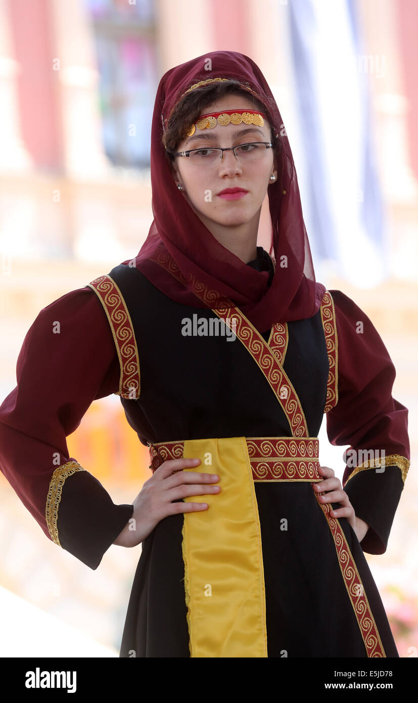 Members of folk group Albanian Culture Society from Cegrane, Macedonia ...