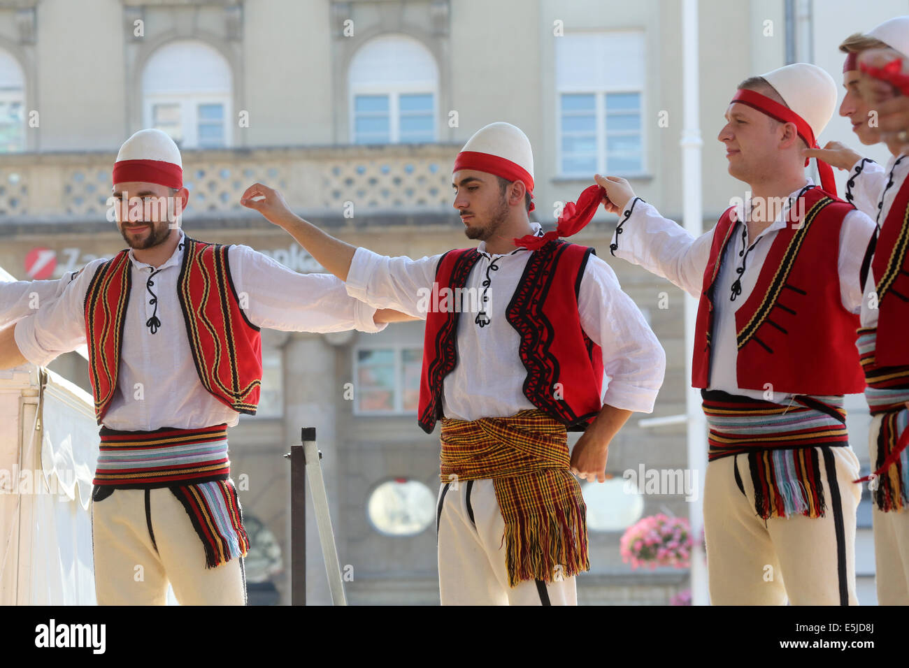 Members of folk group Albanian Culture Society from Cegrane, Macedonia ...