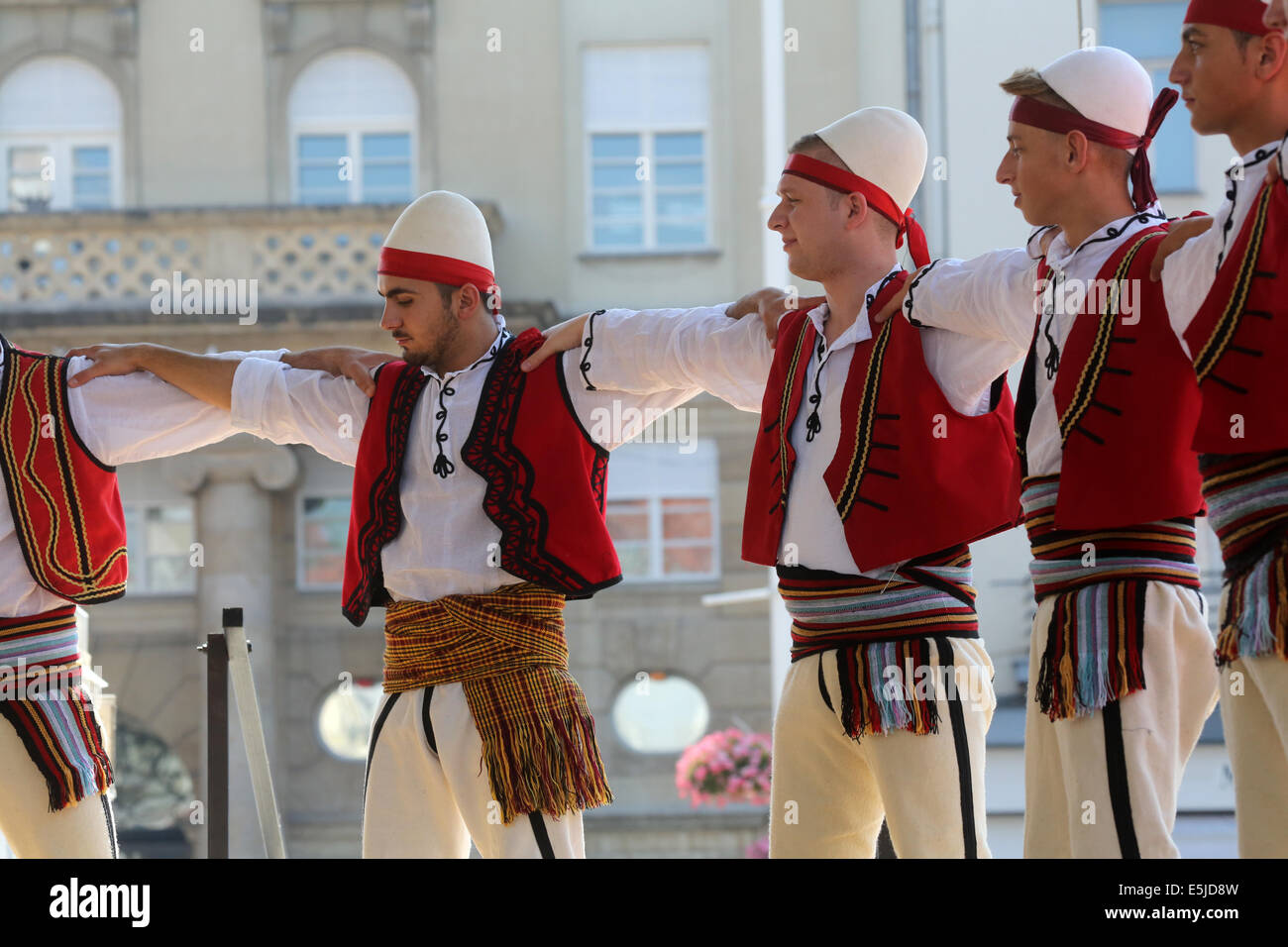 Members of folk group Albanian Culture Society from Cegrane, Macedonia ...