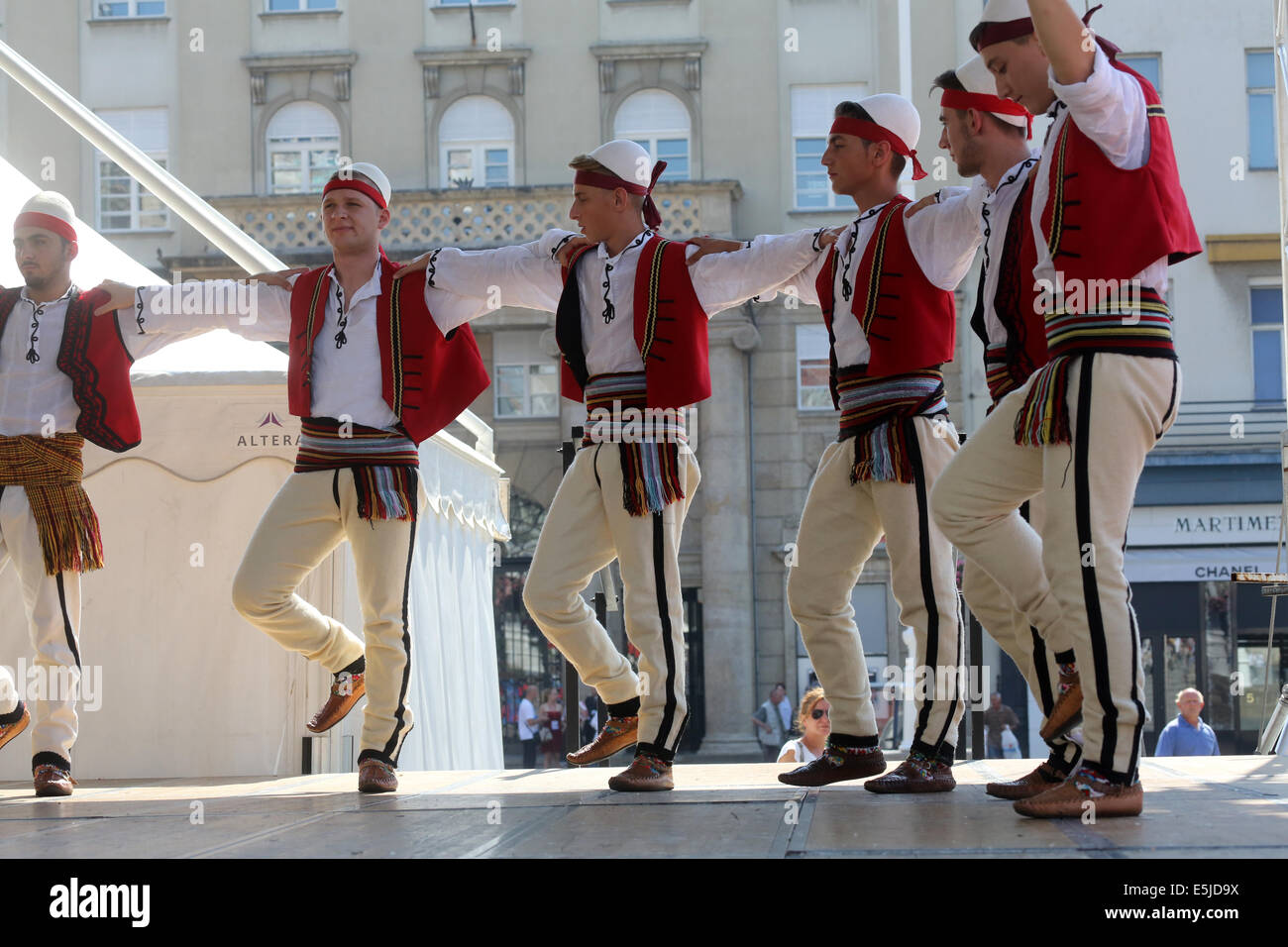 Members of folk group Albanian Culture Society from Cegrane, Macedonia ...