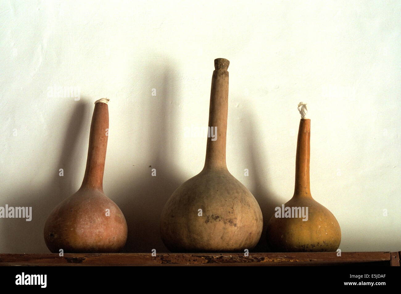 Old Gourds on a Shelf in Ancient Village House Stock Photo - Alamy