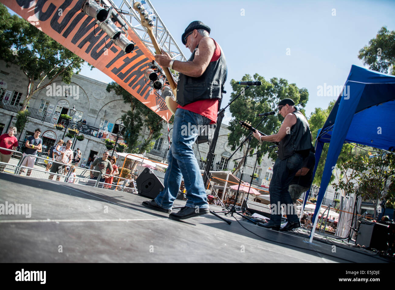 Gibraltar. 2nd Aug, 2014. Band plays as Motorcycle Rally takes place ...