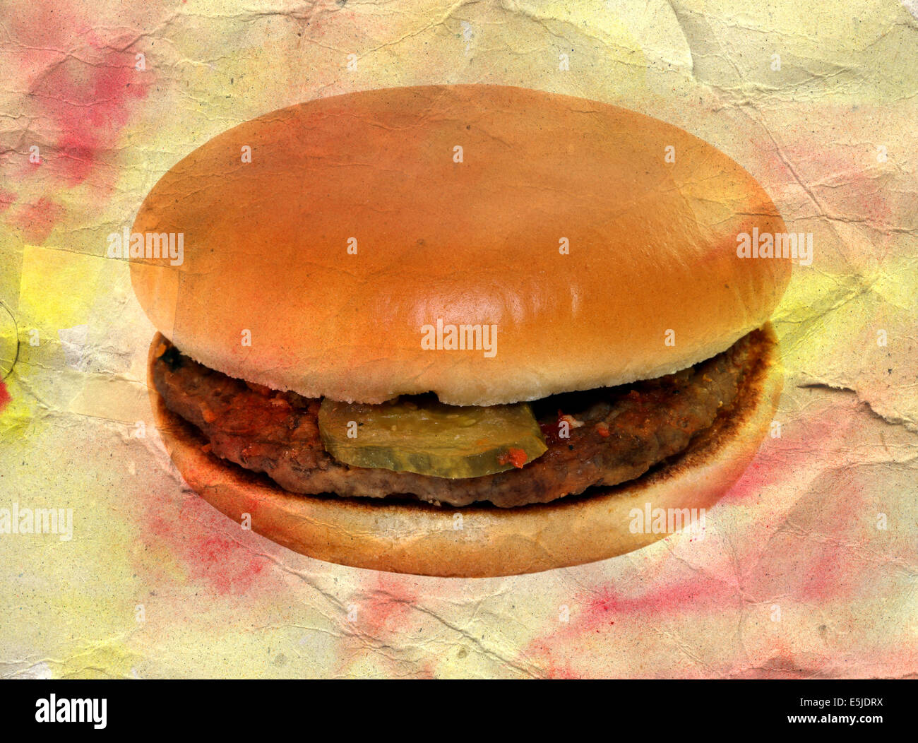 cheeseburger on a watercolor background aged Stock Photo - Alamy