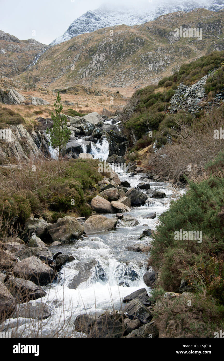 Mountain Stream running down snow winter wet Stock Photo - Alamy