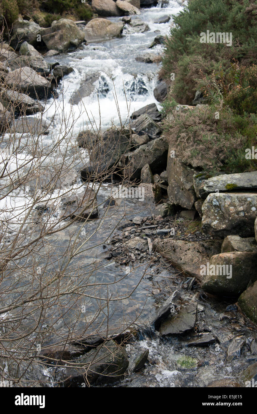 Mountain Stream running down snow winter wet Stock Photo - Alamy