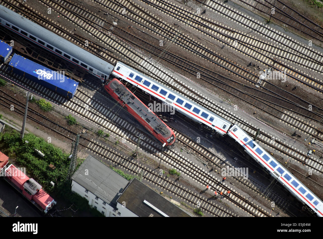 Mannheim, Germany. 02nd Aug, 2014. An aerial view of the site where a ...