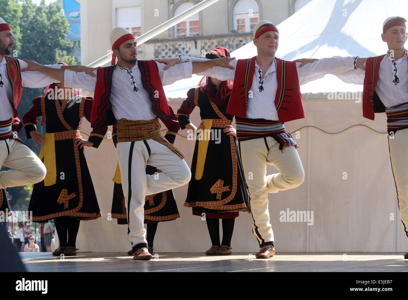 Members of folk group Albanian Culture Society from Cegrane, Macedonia ...
