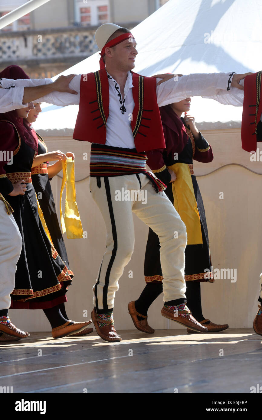 Members of folk group Albanian Culture Society from Cegrane, Macedonia ...