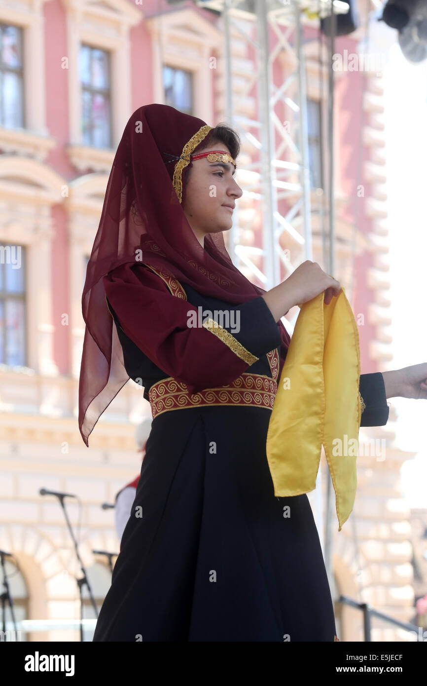 Members of folk group Albanian Culture Society from Cegrane, Macedonia ...