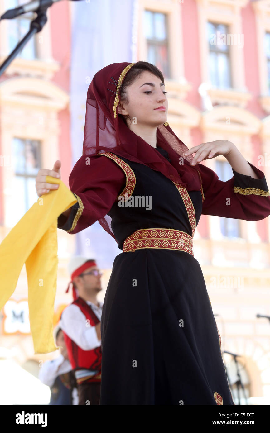 Members of folk group Albanian Culture Society from Cegrane, Macedonia ...