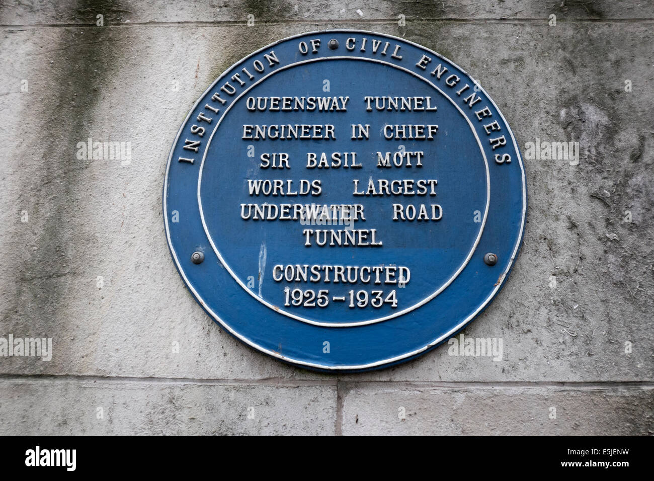 Queensway Tunnel Blue Plaque Sir Basil Mott Liverpool UK United Kingdom ...