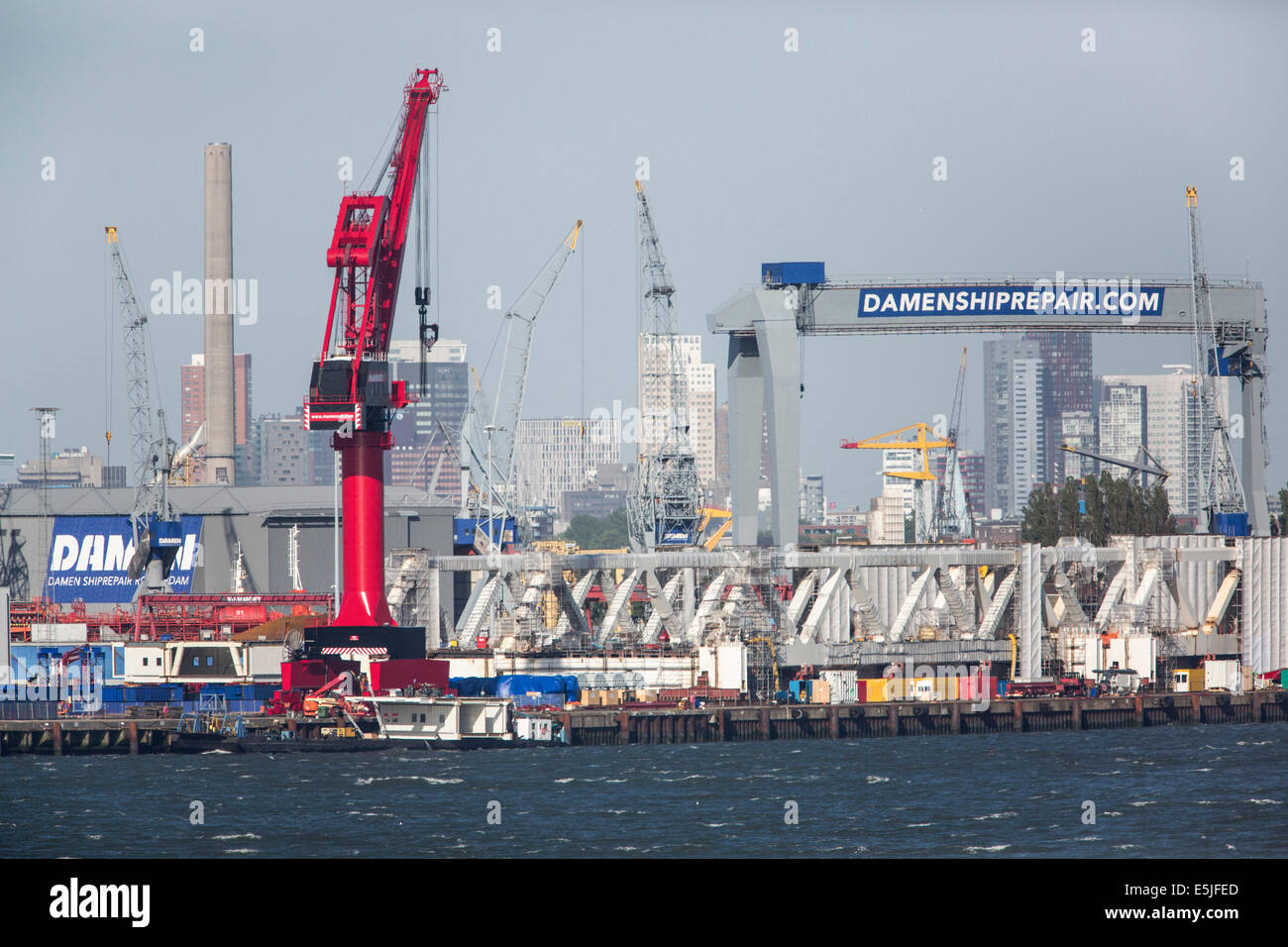 The Netherlands, Rotterdam, Port of Rotterdam, harbour. Damen shipyard ...