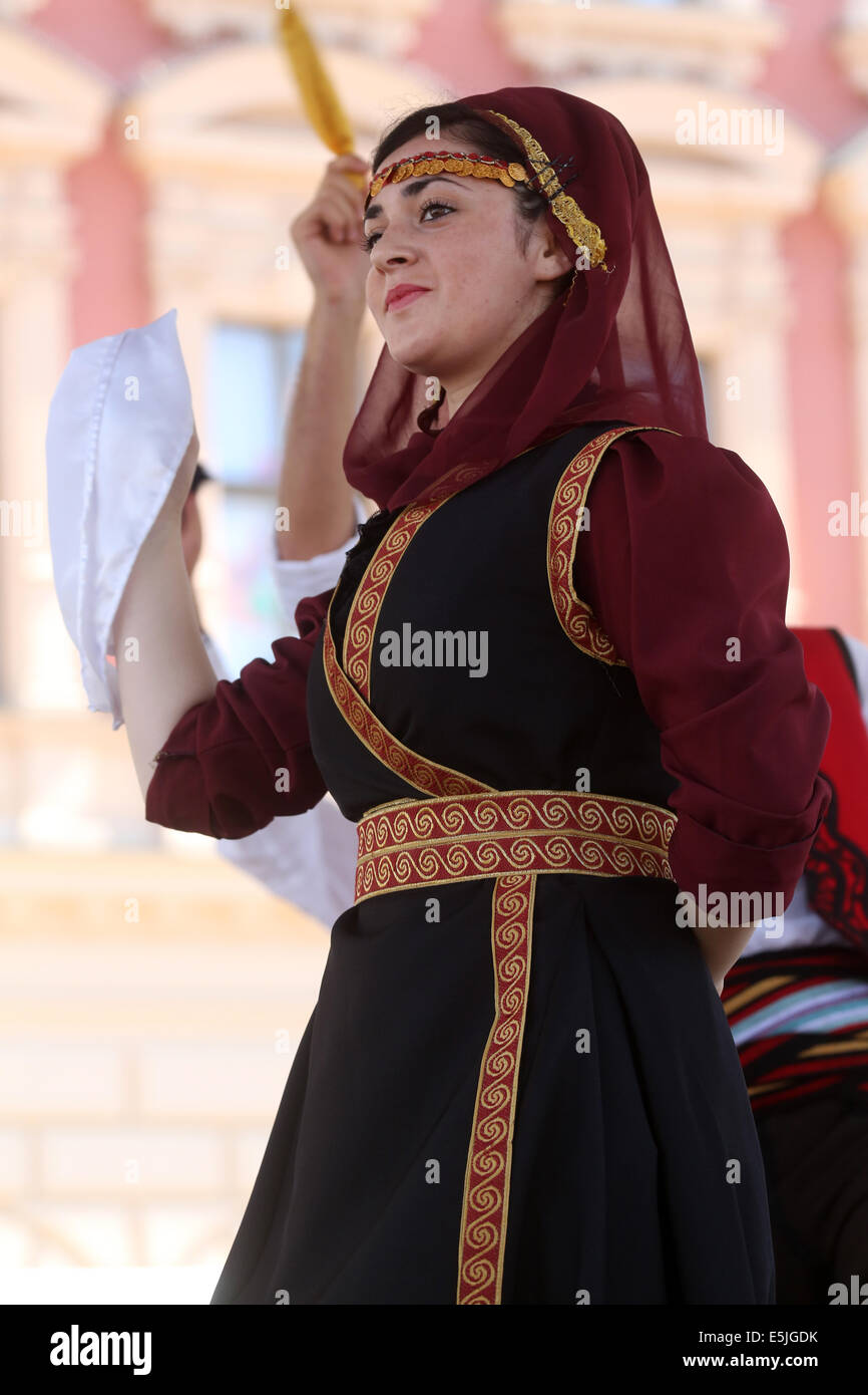 Members of folk group Albanian Culture Society from Cegrane, Macedonia ...